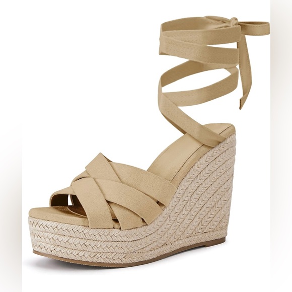 LAICIGO | Shoes | Laicigo Womens Lace Up Wedge Espadrille Sandals Open ...